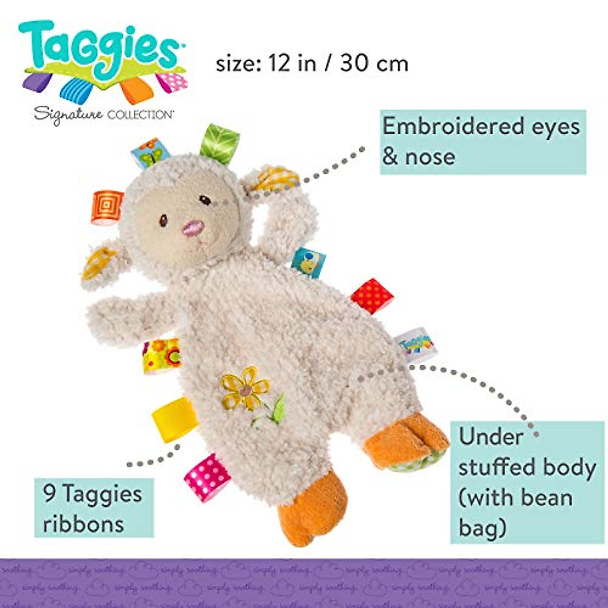 Taggies Sherbet Lamb Lovey Toy, 12 Inch (Pack of 1)
