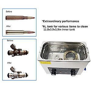 ACMESONIC Ultrasonic Cleaner 6Lfor Vinyl CD, (300W Heater,180W Ultrasonic) Ultrasonic Parts Cleaner with Heater Timer for Cleaning, Jewelry, Coins, Metal Small Parts, Circuit Board, Lab Tools, etc