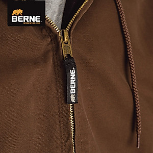 Berne Men's Highland Washed Hooded Jacket, Medium Regular, Bark
