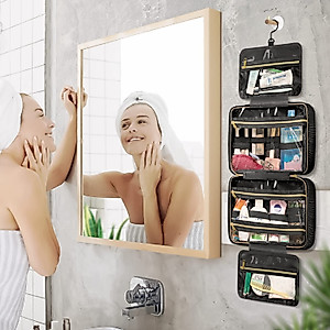 Dot&Dot Leather Hanging Travel Toiletry Bag for Women - Large Travel Toiletries Bags for Women - Travel Bags for Women Toiletry and Makeup - Makeup Travel Bag Organizer - Toiletry Travel Bag Women