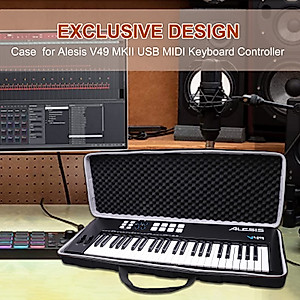 LTGEM Controller Case for Alesis V49 MKII USB MIDI Keyboard Controller, Hard Storage Travel Protective Carrying Bag