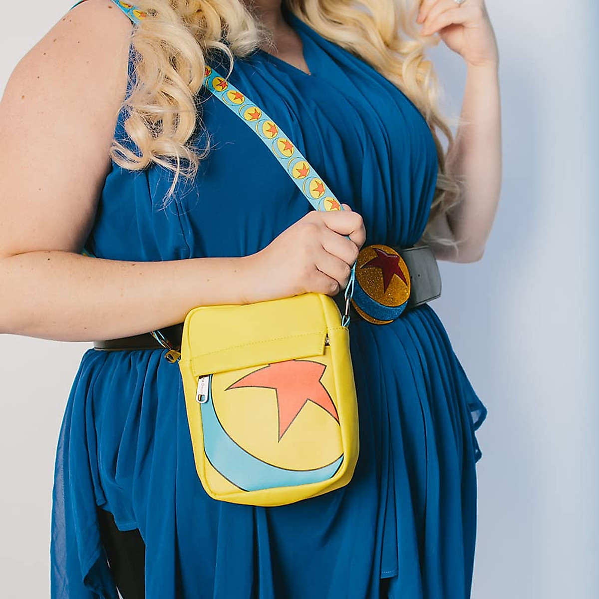 Buckle Down Disney Bag, Cross Body, Pixar Luxo Ball Yellow Blue Red, Vegan Leather