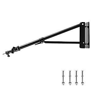 Selens Wall Mount Triangle Boom Arm-Max Length 5.9 Feet/180cm , 180° Flexible Rotation Camera Wall Mount for Photography Strobe Light, Ring Light, Umbrella Softbox, Reflector (Black)