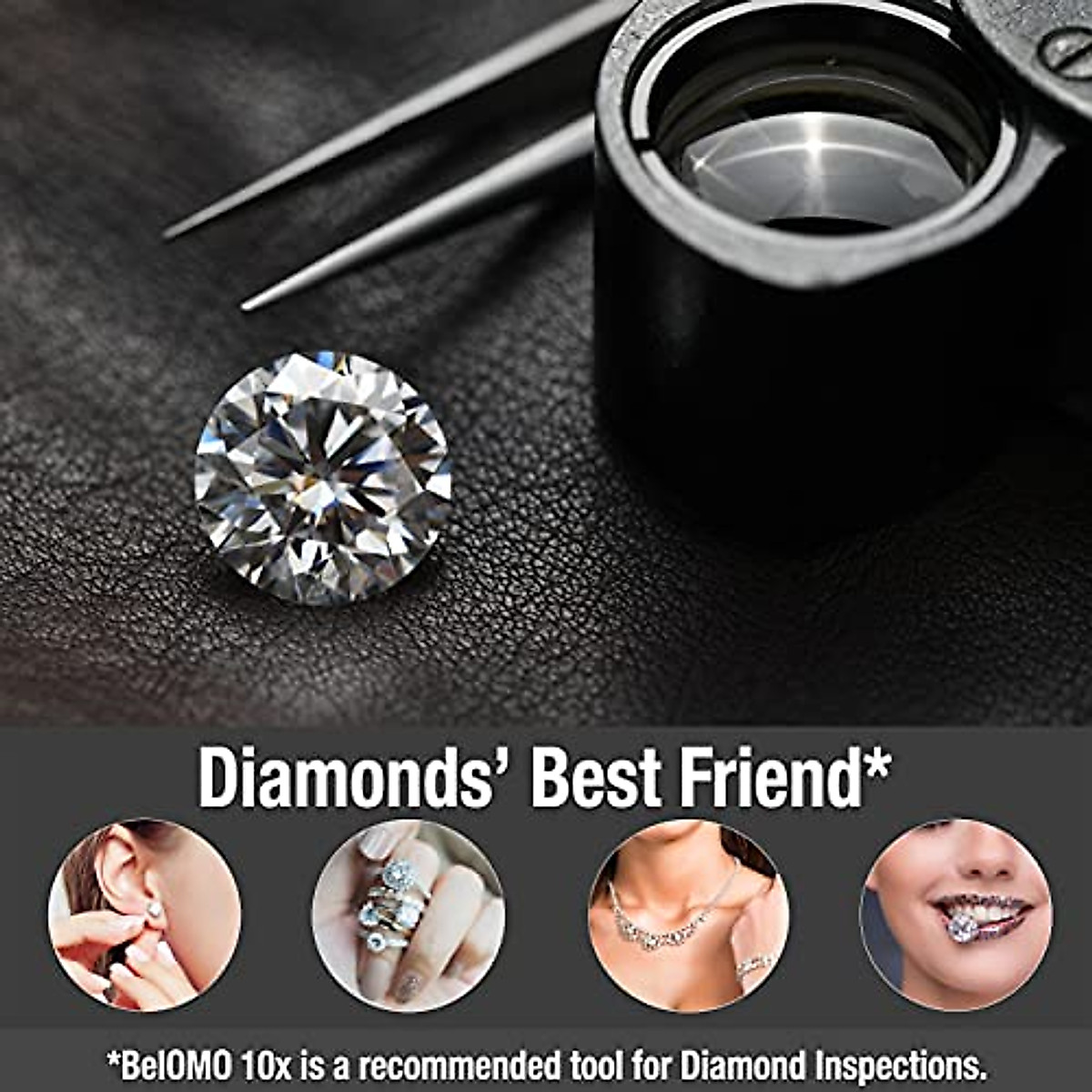 BelOMO Jewelers Loupe 10x Triplet Magnifier 21mm (.85"). Optical Glass with Anti-Reflection Coating for a Bright, Clear and Color Correct View. Foldable Loupe for Gems, Jewelry, Coins and Trichomes