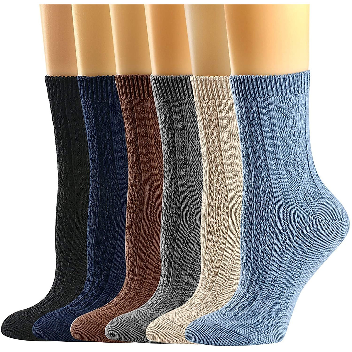 Mcool Mary Womens Crew Socks, Casual Knit Cotton Comfy Breathable Cool Ankle Dress Socks for Girls 6Pack