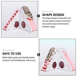 Ipetboom Wooden Hamster House with Stair Ladder Slides Small Animals Hideout Funny Climbing Exercise Toy Guinea Pig Cage Accessories for Chinchillas Rabbits Ferrets