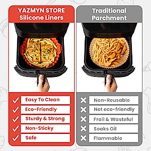 Silicone Air Fryer Liners for Ninja Air Fryer AF101 4QT, AF161/AF150 5.5, For Gourmia, Power XL, COSORI, Instant Pot, Fabuletta, Phillipe Air Fryer 4QT and 3-6 QT Airfryer, Better than Paper Liners