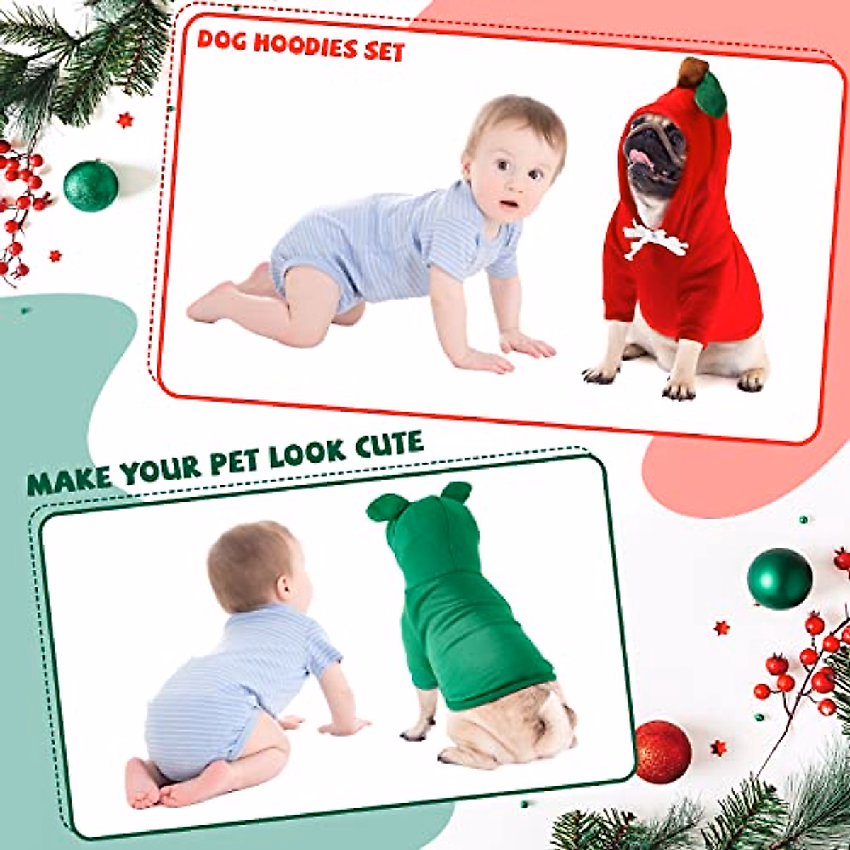 2 Pieces Dog Hoodies Frog Shape Puppy Clothes Dog Fruit Sweatshirt Outfit Warm Winter Sweater Coat Costume for Medium Dogs Cat Puppy Chihuahua Yorkie Clothes Cold Weather Coat, M