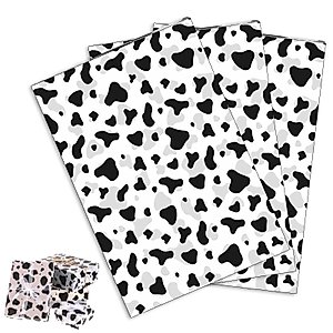 50 Sheets Cow Print Tissue Paper, 14 x 20 inch Gift Wrapping Paper, Cow Print Wrapping Paper for Gift Bags, Black and White Spots Print Tissue Paper for Cow Party Gift Packing DIY Decoration