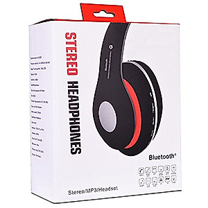 Altatac Bluetooth Rechargeable Over Ear Headset Foldable Wireless Wired Headphones with Memory Card Slot Built-in FM Tuner Microphone Audio Cable for Phone TV Computer MP3 Player - Black