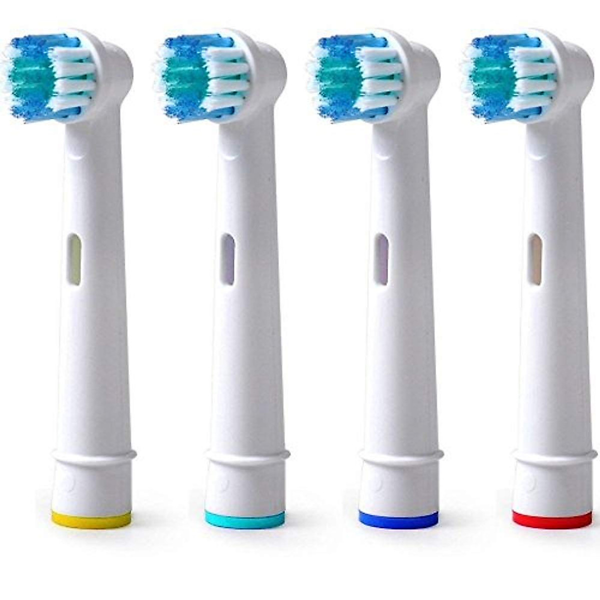 Replacement Brush Heads Compatible with Oral B Braun- Pack of 4 Precision Clean Electric Toothbrush Heads for Oralb PLUS 4 Bonus Protective Travel Covers – for Travel and Sanitary Convenience