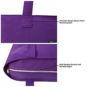 SAVERRY Foldable Zipper Closure Large Tote Bag Nylon Water Resistant Shopping Travel Gym Toy Bag Sandproof Beach Bag