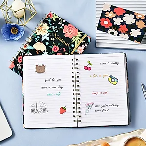 Shoparr Spiral Notebook – Spiral Journal for Women with Premium Thick Paper, 6" x 8.3", Hardcover Ruled Journal/Notebook with Back Pocket + Banded - Floral