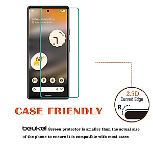 beukei (3 Pack) Compatible for Google Pixel 6a 5G / Google Pixel 6a Screen Protector Tempered Glass,Touch Sensitive,Case Friendly, 9H Hardness