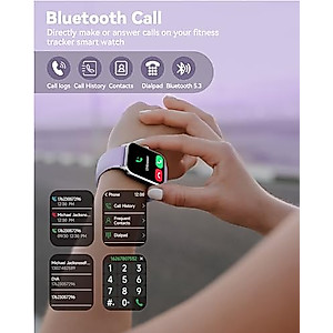 Quican Smart Watch for Women, 1.8 Inch Fitness Watch with Bluetooth Call/Alexa Voice for Android iPhone, Smartwatch Tracker with 100 Sports, Steps/Calorie/SpO2/Heart Rate/Sleep Monitor (Purple)