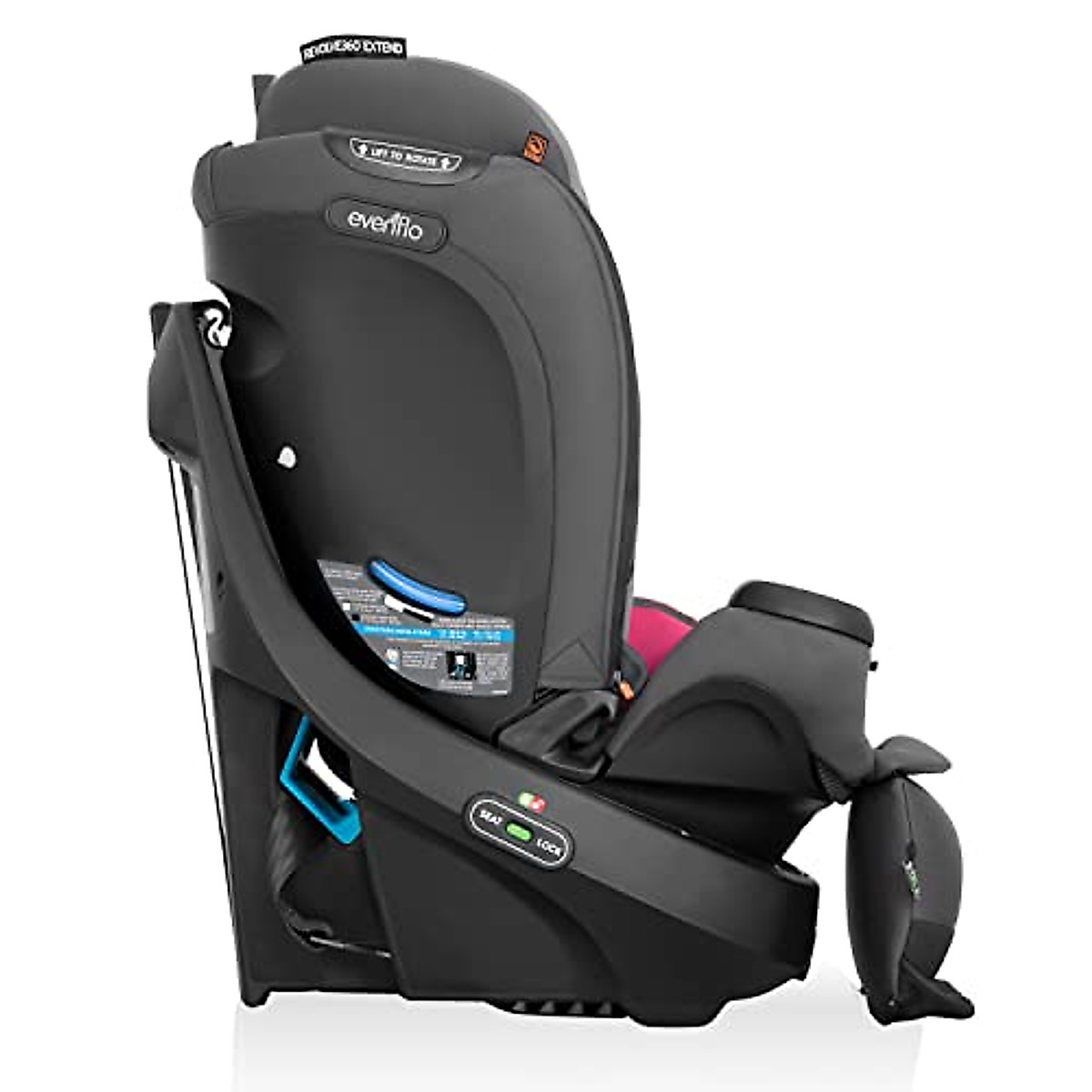 Evenflo Revolve360 Extend All-in-One Rotational Car Seat with Quick Clean Cover (Rowe Pink)