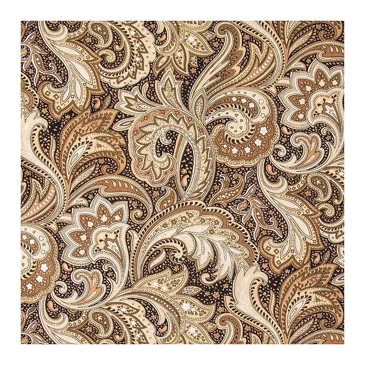 Perugina Paisley Black & Khaki Cotton Calico Fabric (1 Yard) – Printed Sewing Fabric by The Yard – Lightweight Precut Fabric for Sewing Clothes, Homeware, & Other Accessories – DIY Craft Fabric