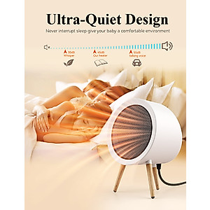 GAIATOP Space Heater, 1000W Energy Efficient Space Heater for Indoor Use, 3 Mode PTC Fast Heating Ceramic Electric Heater, Overheating & 45°Tip-Over Protection Portable Heater for Office Home White