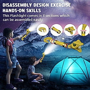 COSOOS Rechargeable Flashlight for Kids, Hiss & Music Mode, Kids Flashlight Toys, Outdoor Camping Gear Accessories, Christmas Gift Stocking Stuffer for Kids 3 4 5 6 7 8 Years Old Boys Girls