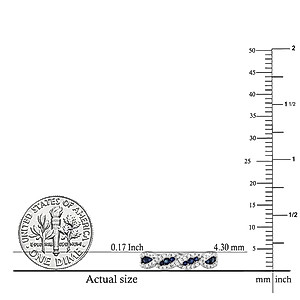 Dazzlingrock Collection Round Blue Sapphire & White Diamond Swirl Stackable Anniversary Ring for Women in 14K White Gold Size 9.5