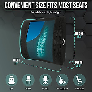 SAMSONITE, cooling gel, lumbar support pillow for office chair or car seat - boost your lower back comfort zone, high grade - memory foam, universal chair cushion, breathable mesh, washable cover