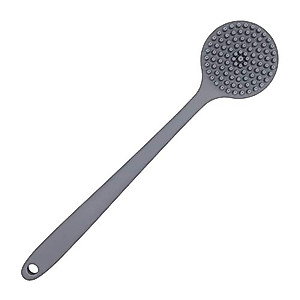 DNC Silicone Back Scrubber for Shower Bath Body Brush with Long Handle, BPA-Free, Hypoallergenic, Eco-Friendly (Gray)