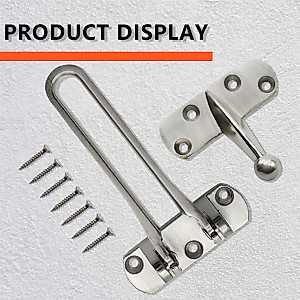 SANATO Door Lock Swing Bar Door Guard 2-1/2" High Security for Home, 3 Pack (Brushed Nickel US15)