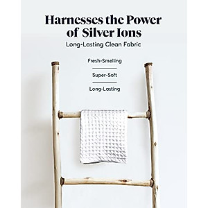 SUTERA - Waffle Hand Towel for Bathroom, Luxury Bath Towels Infused with Silver Ions, Ultra Soft Absorbent Quick Drying Design Shower Towels, Lightweight Californian Pima Cotton Fiber - White