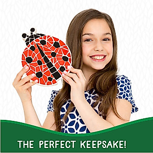 Creative Roots Mosaic Ladybug Stone, Includes 7-Inch Ceramic Stepping Stone & 6 Vibrant Paints, DIY Garden Stepping Stone Kit for Kids Ages 6+