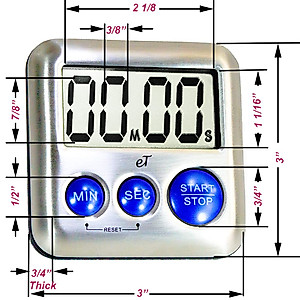eTradewinds Elegant Digital Kitchen Timers 2 Pack Bundle Featuring Stainless Steel Models eT-78 and Model eT-24, Auto Shutoff Auto Memory