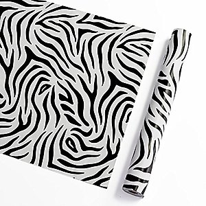 Self Adhesive Vinyl Zebra Stripes Contact Paper Decorative Shelf Liner for Cabinets Drawer Dresser Arts and Crafts Decor 17.7x78.7 Inches