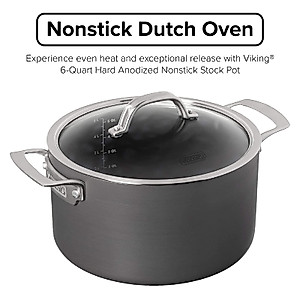 Viking Culinary Hard Anodized Nonstick Dutch Oven, 6 Quart, Includes Glass Lid, Dishwasher, Oven Safe, Works on All Cooktops including Induction