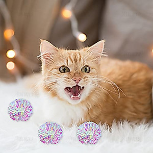 AUEAR, 20 Pack Dye Free Crinkle Balls 2" Mylar Crinkle Balls Sounds Shiny Kitty Glitter Balls for Cats
