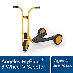Children’s Factory MyRider 3 Wheel V Scooter for Kids, Girls & Boys Micro Scooter, Homeschool/Daycare/Preschool Outdoor Play Equipment, Yellow/Blk