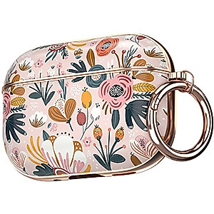 Maxjoy for Airpods Pro 2nd/1st Generation Case Cover, Flower Hard Cute AirPod Pro 2 Case for Women Men with Keychain Protective Shockproof Cover for AirPods Pro(2022/2019)
