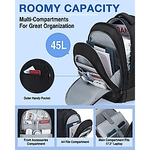 BAGSMART Rolling Backpack for Business, 17 Inch Laptop Backpack for Men Women Girl, Water Resistant Wheeled Travel Backpack for Luggage, College Student Computer Bookbag for School Work, Black