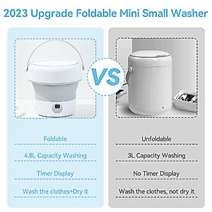 MEHIDFY Portable Washing Machine, 4.8L Foldable Mini Washing Machine, Portable Washer, Intelligent Mini Washer, Underwear Washing Machine for Apartments, Camping, Travel, Ozone & Blue Light Deep Clean