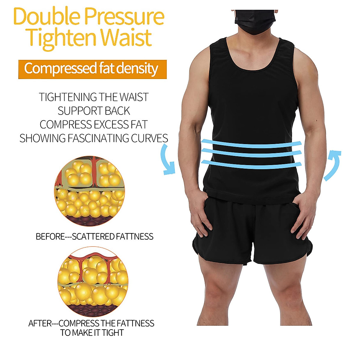 OKHOTY Men's Sauna Vest Workout Sauna Sweat Vest Tank Top for Men Sweat Enhancing Vest Waist Trainer for Men