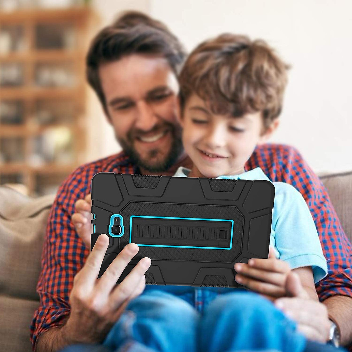 GUAGUA Protective Case for Samsung Galaxy Tab A 10.1 2016, Heavy Duty Rugged Shockproof Anti-Scratch Tablet Cover with Kickstand, Black/Blue