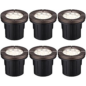 LEONLITE 6W Well Lights Landscape LED In Ground Outdoor, Low Voltage 12-24V AC/DC, IP67 Waterproof Aluminum in-Grade Up Lighting for Trees, CRI 90 3000K, Oil Rubbed Bronze, Pack of 6
