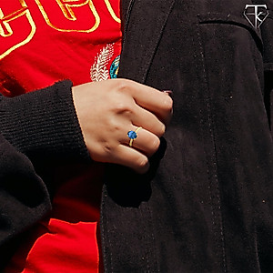 Takar 10k Gold Oval-Shape Solitaire Genuine Birthstone Ring, Oval Shape Gemstone Engagement Ring, 10K Yellow Gold Ring For Women, Fine Gold Jewelry Gift Made In USA.