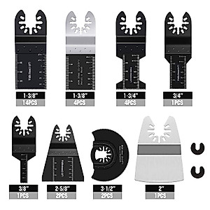Adust 20PCS Titanium Oscillating Saw Blades, Multitool Blades for Cutting Hard Material, Metal Nails Wood and Plastic, Oscillating Tool Blades fit Dewalt Rockwell Milwaukee Makita Bosch (31)