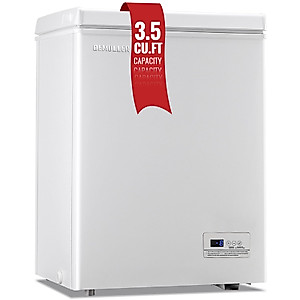 DEMULLER Chest Freezer Small Deep Freeezer with 2 Removable Baskets, Compact Freezer with Digital Control Panel accurate to 1 ℉, Mini Freezer for Homes Garages Basements White