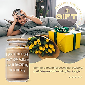 Get Well Soon Gifts for Women Men - After Surgery Recovery Gifts - Feel Better Gifts for Her Him Mom Sick Friends Grieving Divorce Bereavement Sympathy Miscarriage Take Your Pain 16 Oz Coffee Glass
