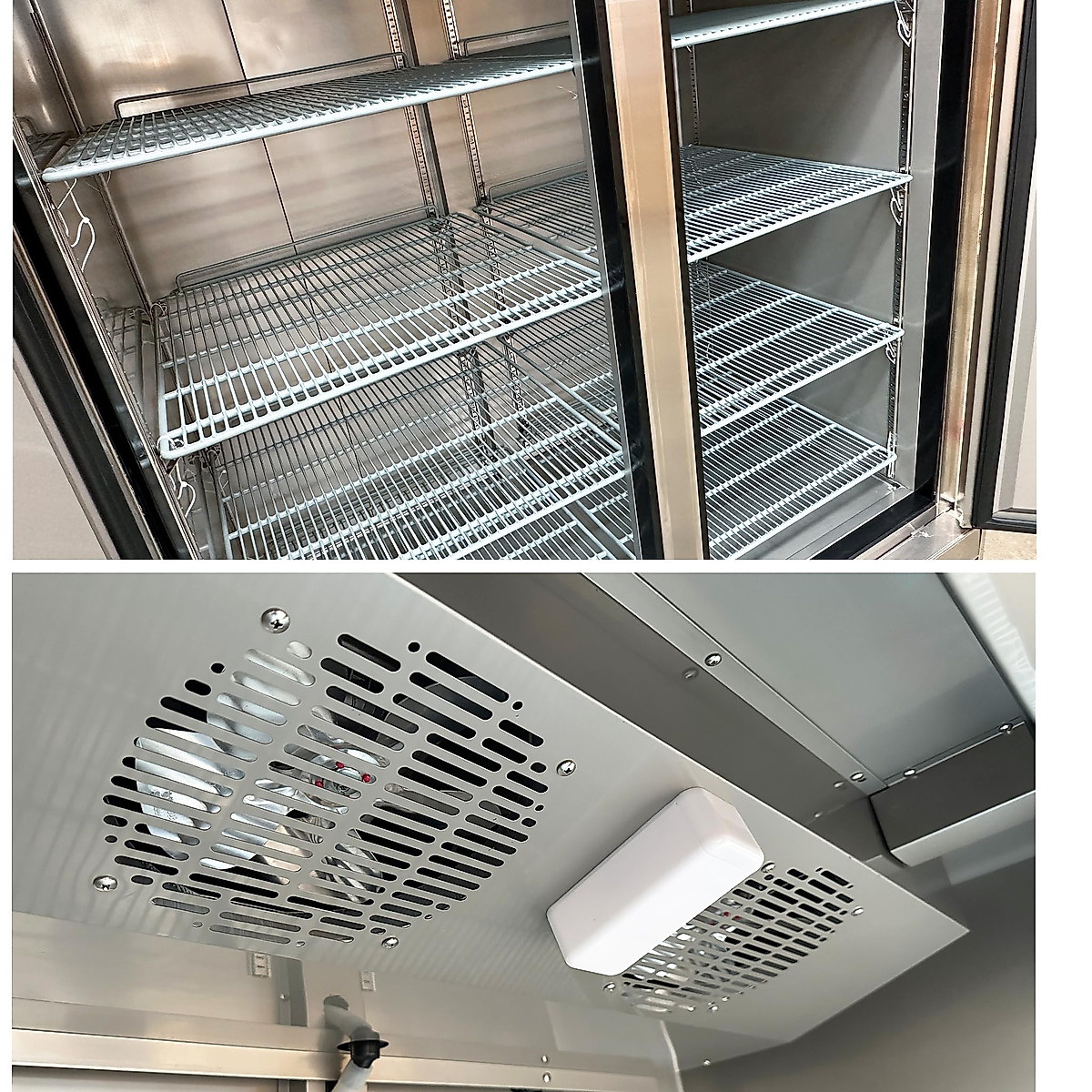 Commercial Freezer 2-Doors Solid Upright Reach in Two Section Stainless Steel NSF 54" Width, Capacity 47 Cuft, Bottom Mounted Restaurant Quality Kitchen Side by Side Cold -8°F