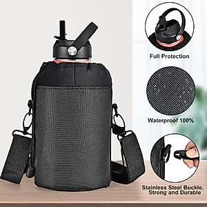 TAKETAU Insulated Sports Water Bottle with Straw Cap & Spout Lid, Stainless Steel 64 oz Half Gallon Double Wall Growler Vacuum Flask Wide Mouth Thermos Large, Keep Drinks Cold or Hot (Coral, 64 oz)