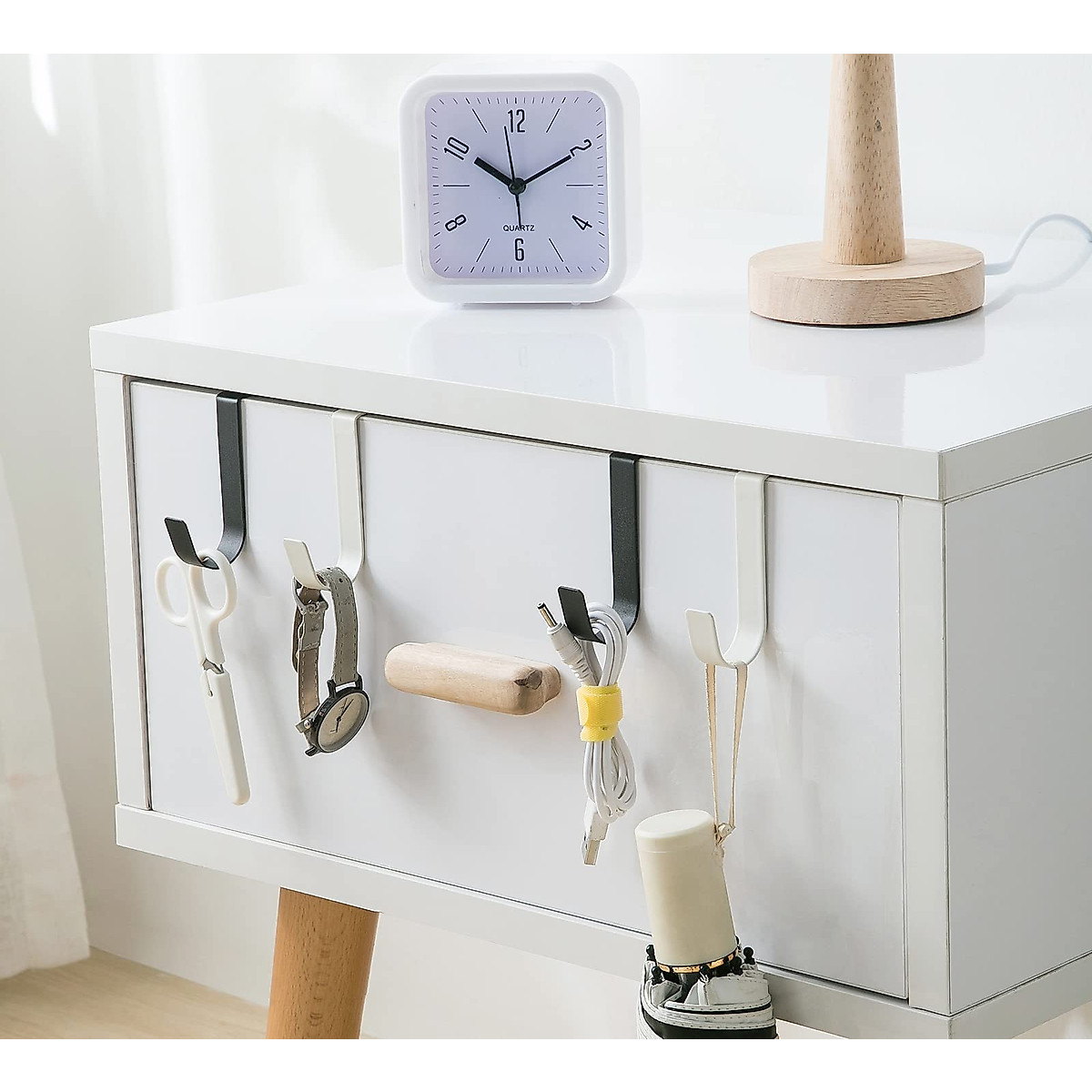 eywlwaar Over The Cabinet Door Single Hooks 5 Pack (Black)