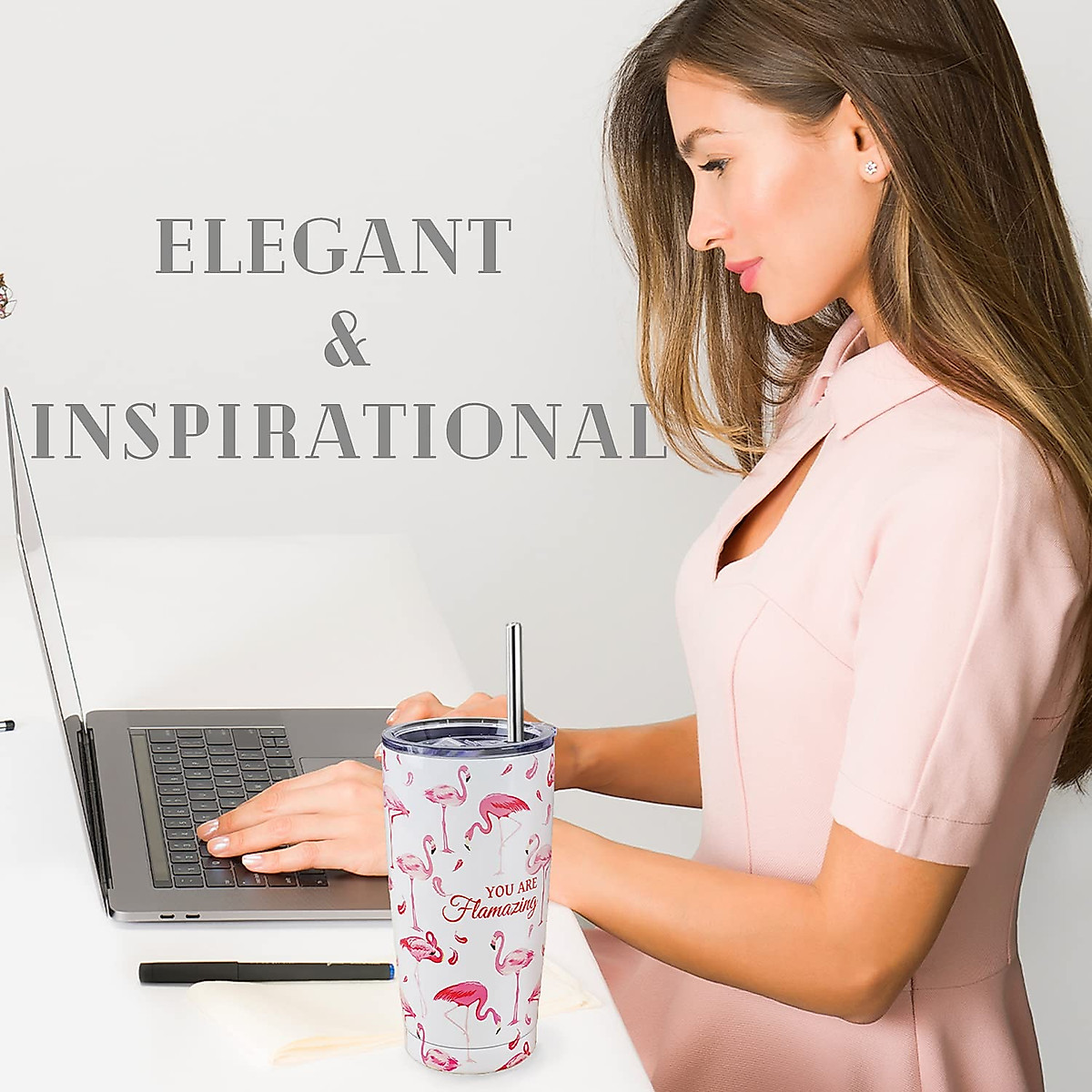 Pink Flamingo Cup, Flamingo Gifts For Women, Insulated Double Wall Stainless Steel 20 Oz Cute Flamingo Mug Coffee Cup Tumbler Water Bottle, Flamingo Stuff Decor, Inspirational Gifts