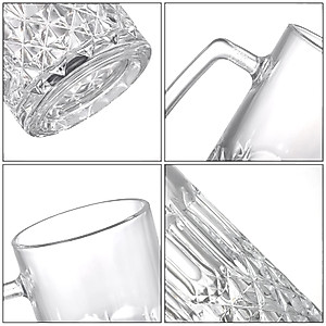 Frcctre 6 Pack 16 Oz Glass Beer Mug, Large Beer Glasses Steins with Handle and Stainless Steel Straws, Crystal Lead-Free Drinking Glasses Water Cups for Beer, Juice, Beverage, Bar