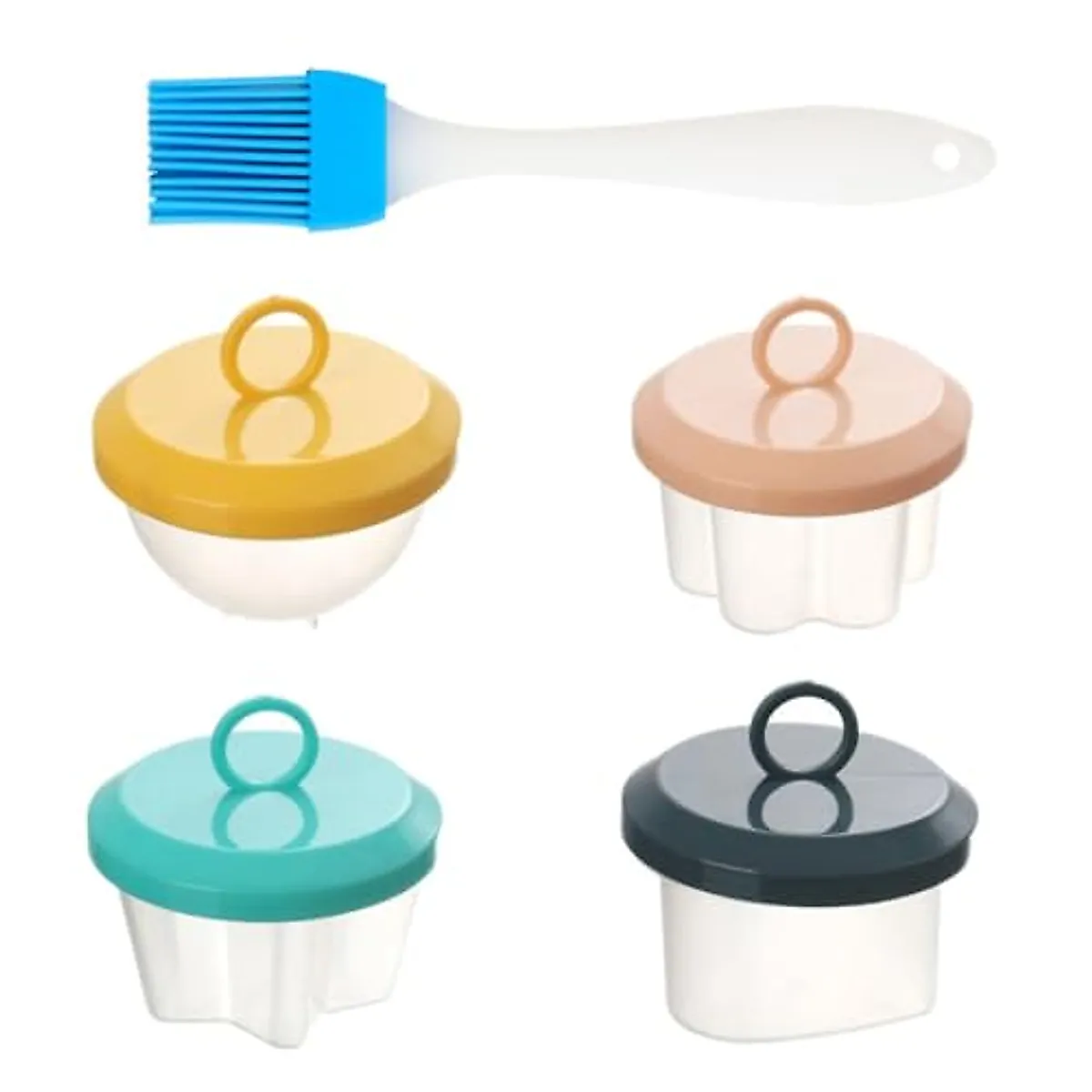 4 Pack Egg Poacher with Brush Egg Cooker Hard Boiled Eggs without Shell Egg Poaching Cups Egg Boiler Egg Maker For Breakfast Sandwiches